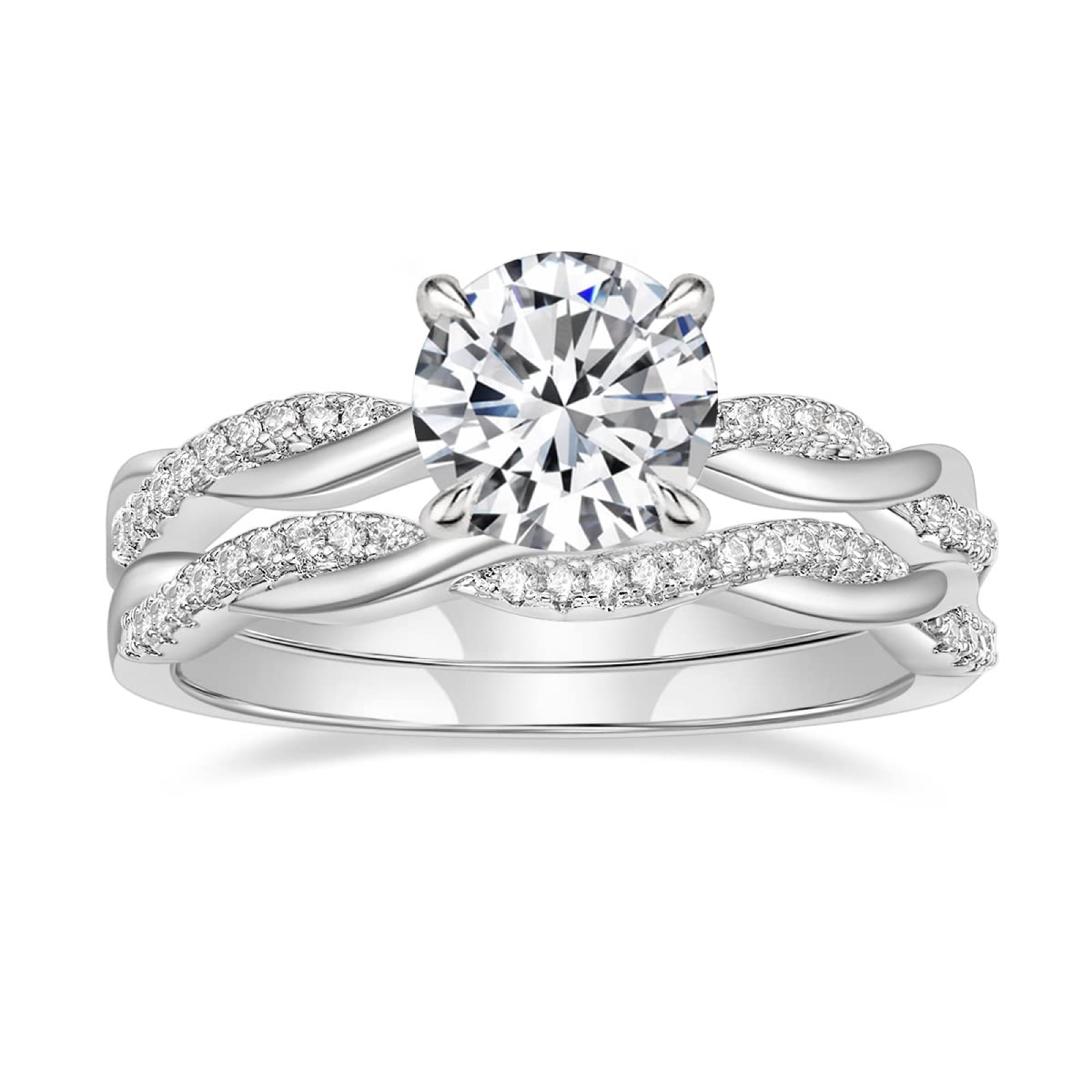 SFTING 1.5ct Engagement Ring for Women Bridal Wedding Ring Set Zirconia ...