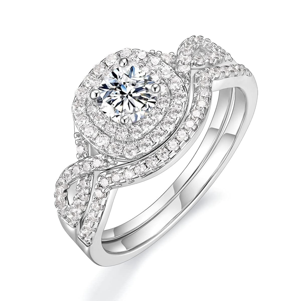SFTING Wedding Rings for Women Round Bridal Engagement Promise Ring ...