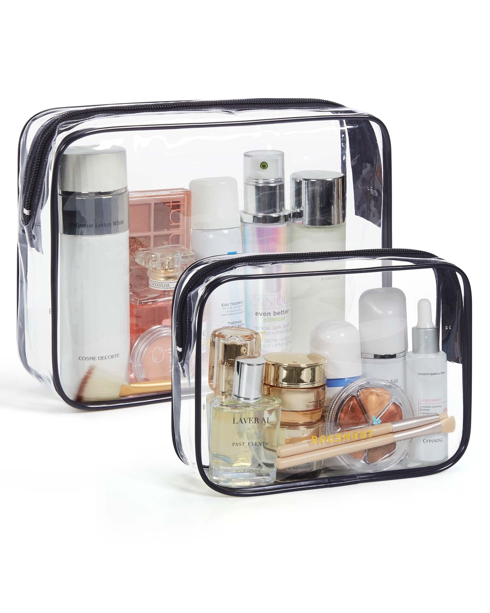 BAGSMART Clear Toiletry Bag, 2 Packs TSA Approved Water Resistant Quart ...