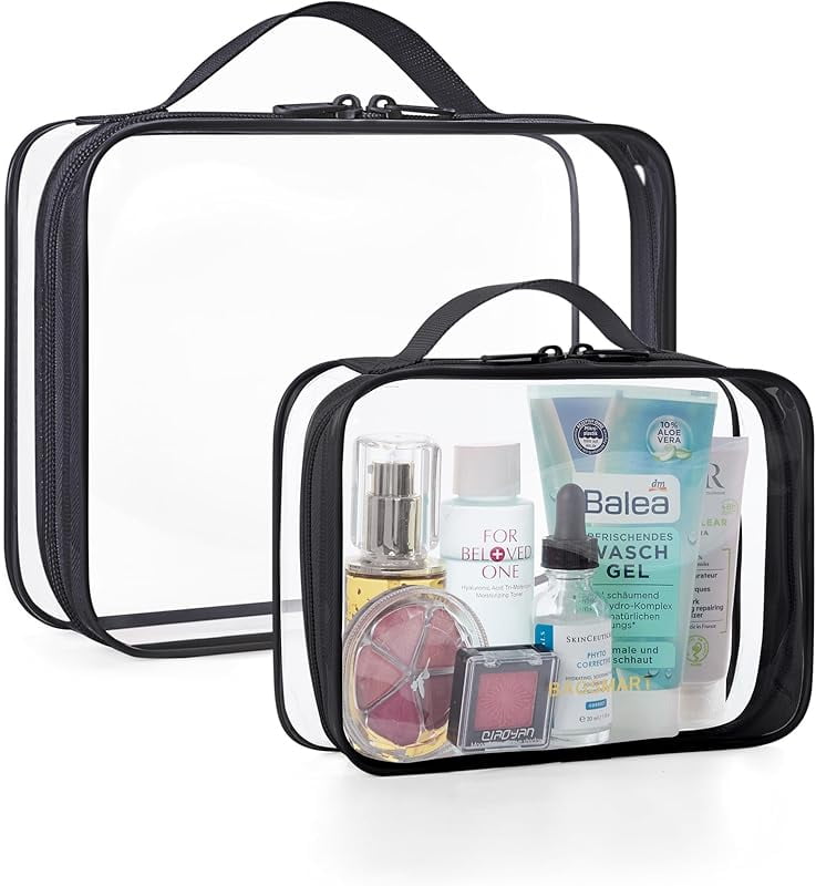 BAGSMART Clear Toiletry Bag, 2 Packs TSA Approved Water resistant Quart ...