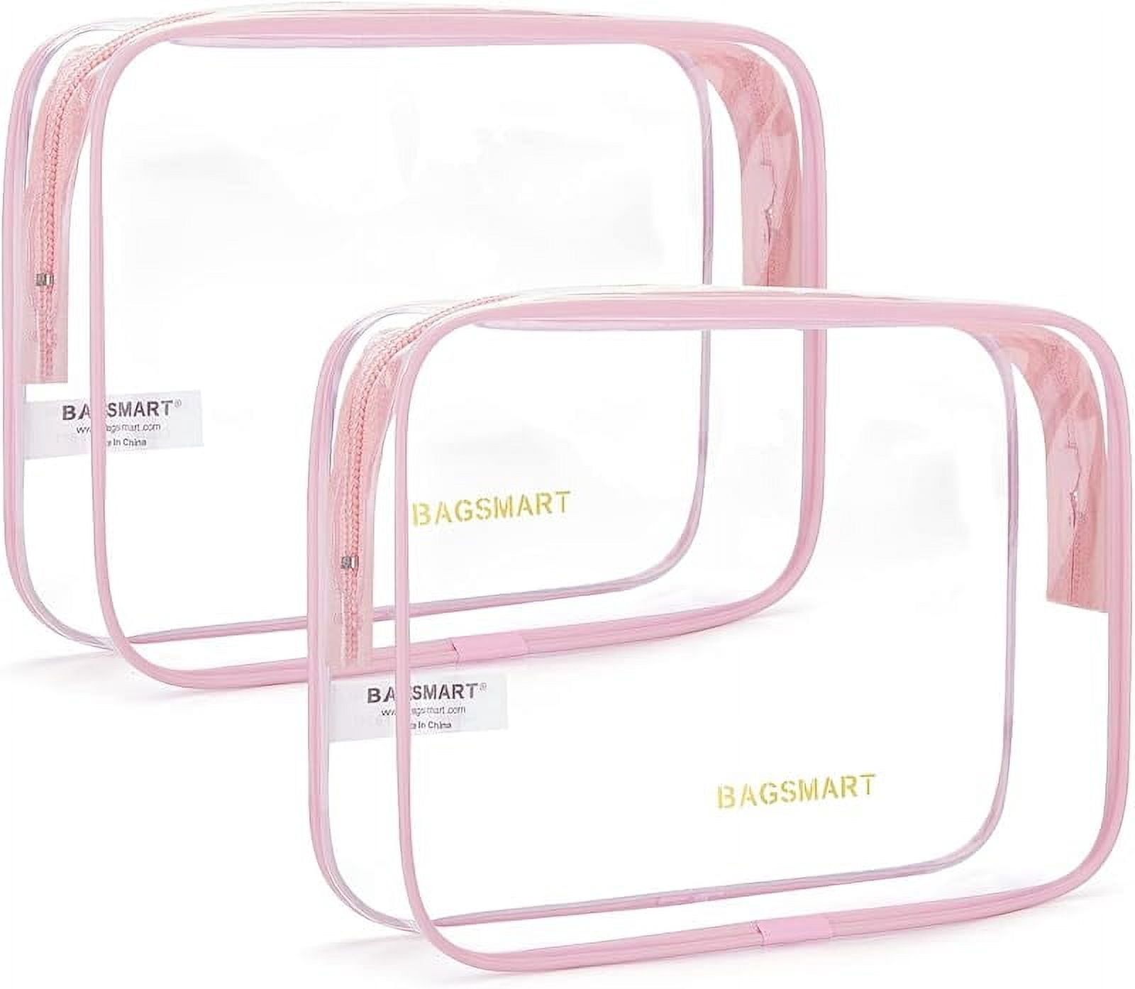 BAGSMART Clear Toiletry Bag, 2 Packs TSA Approved Water resistant Quart ...