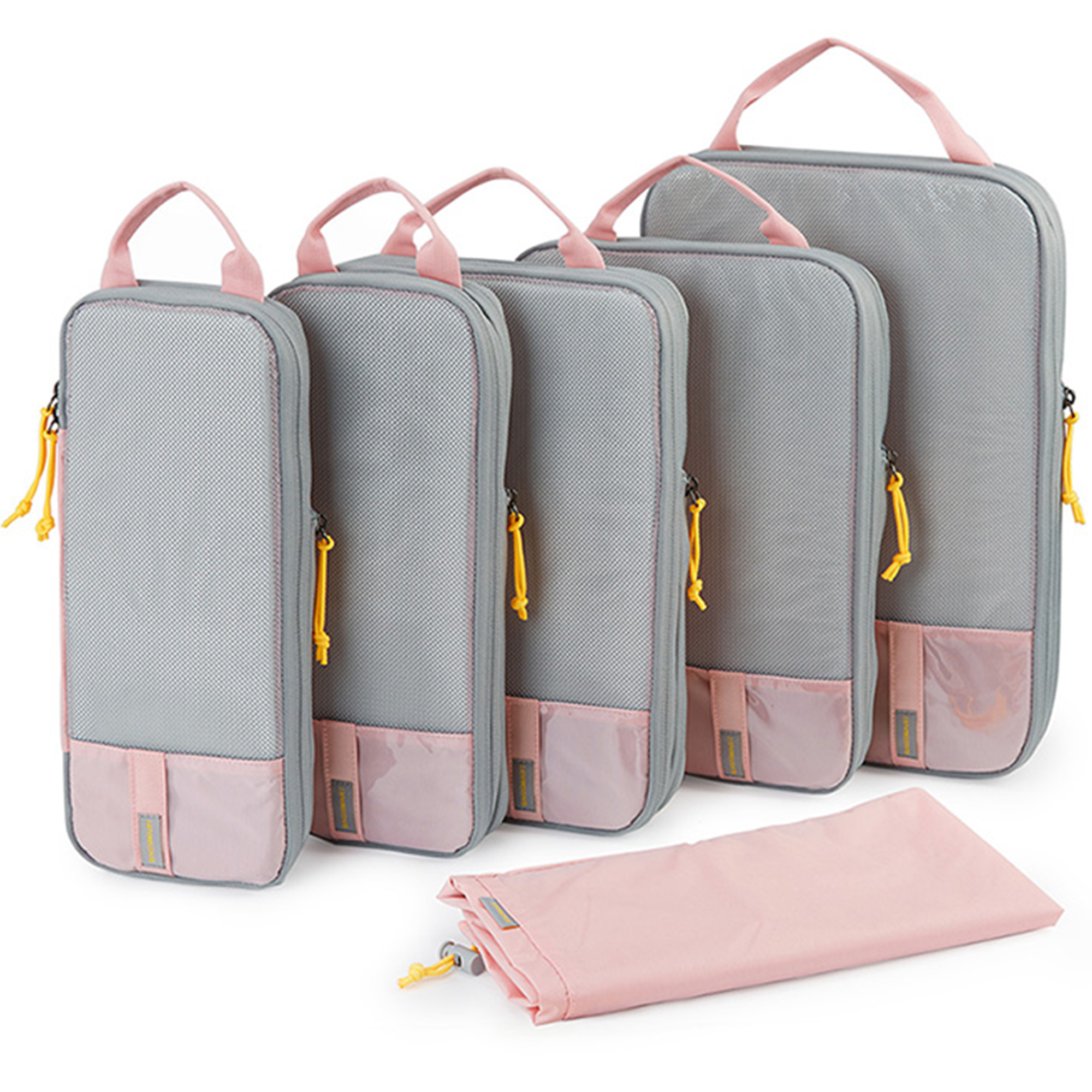 BAGSMART 6 Set Traveling Packing Cubes with Zip, Expandable Lightweight ...