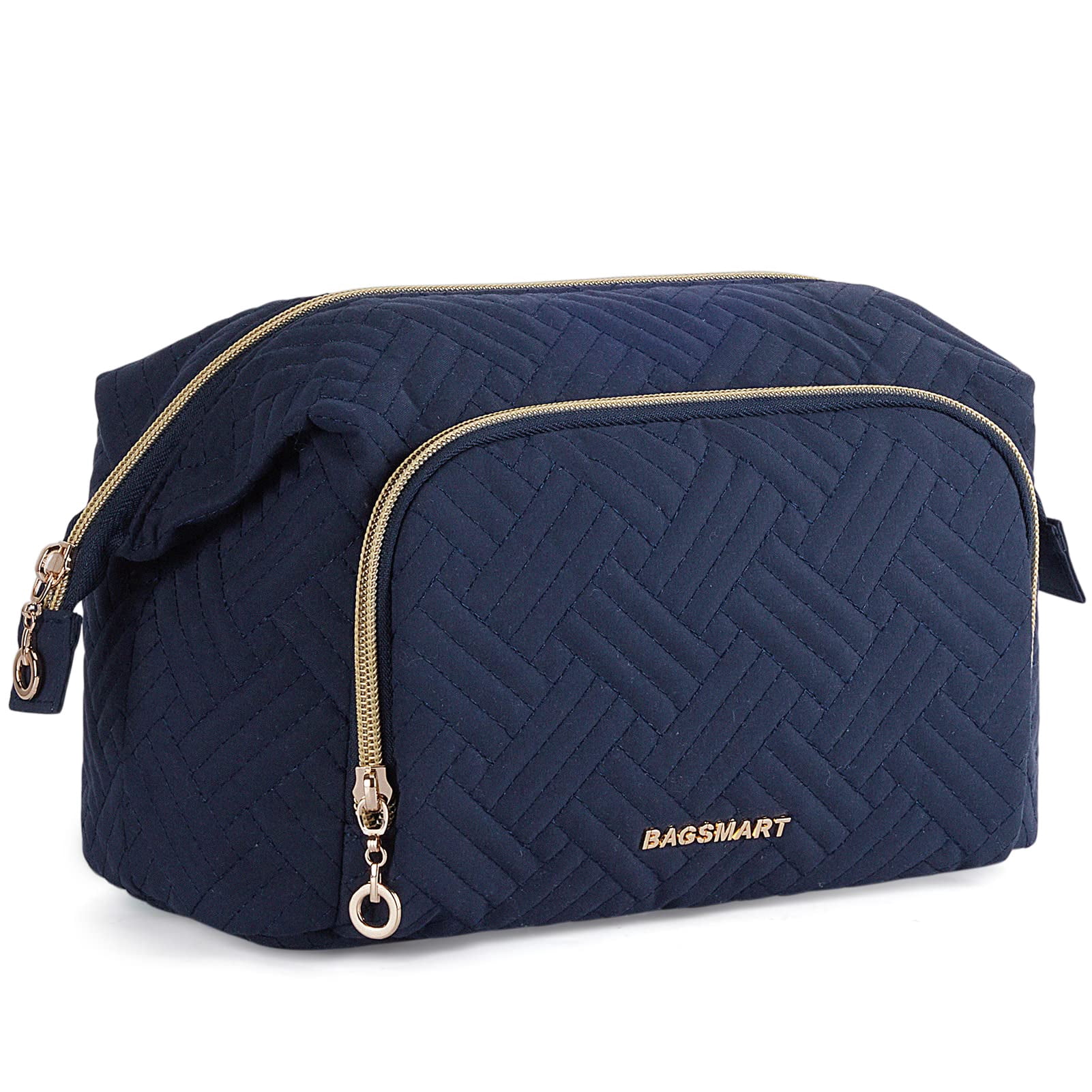 BAGSMART Large Capacity Makeup Bag Cosmetic Pouch, Wide-Open Travel ...