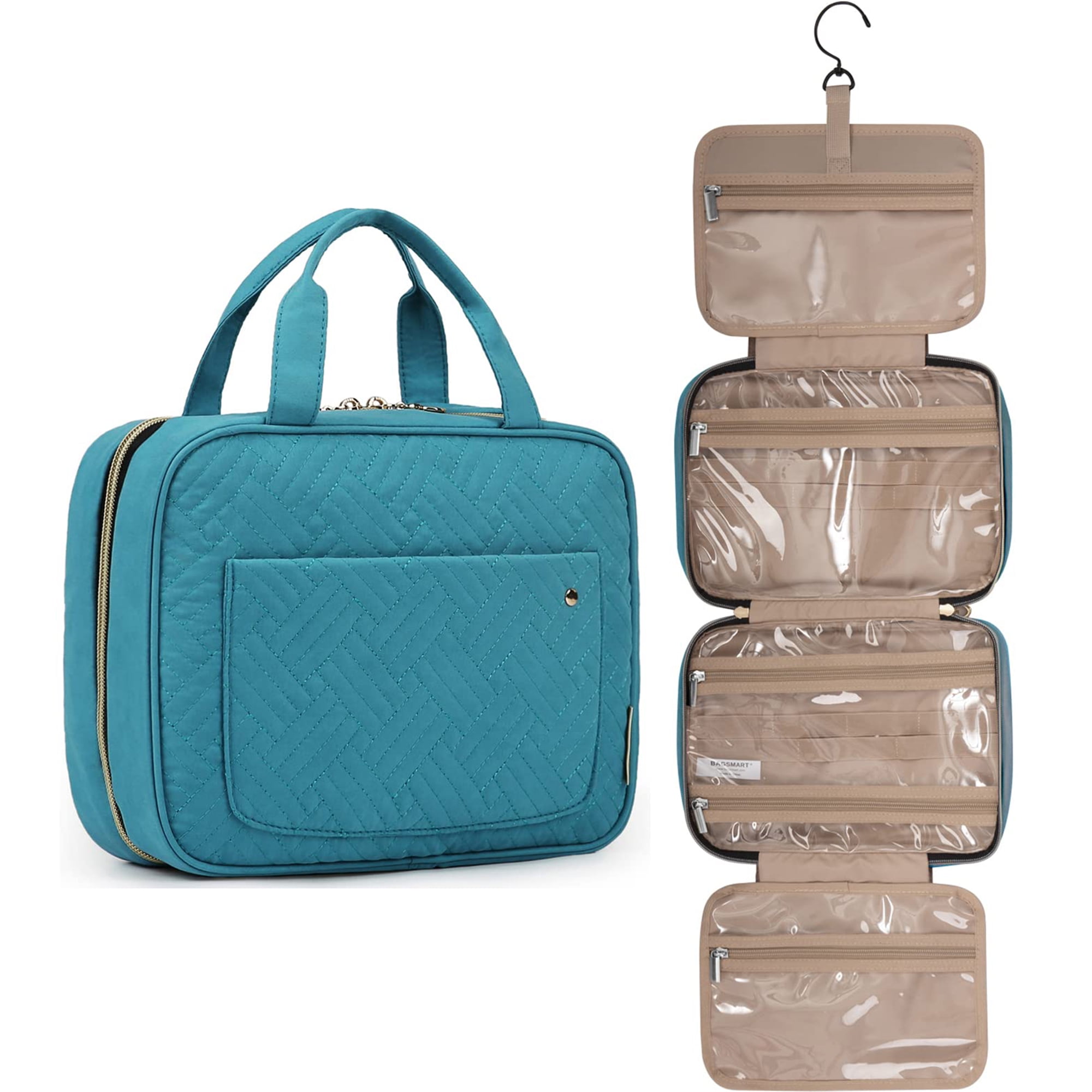 BAGSMART Large Size Travel Toiletry Bag with Hook, Water-resistant ...