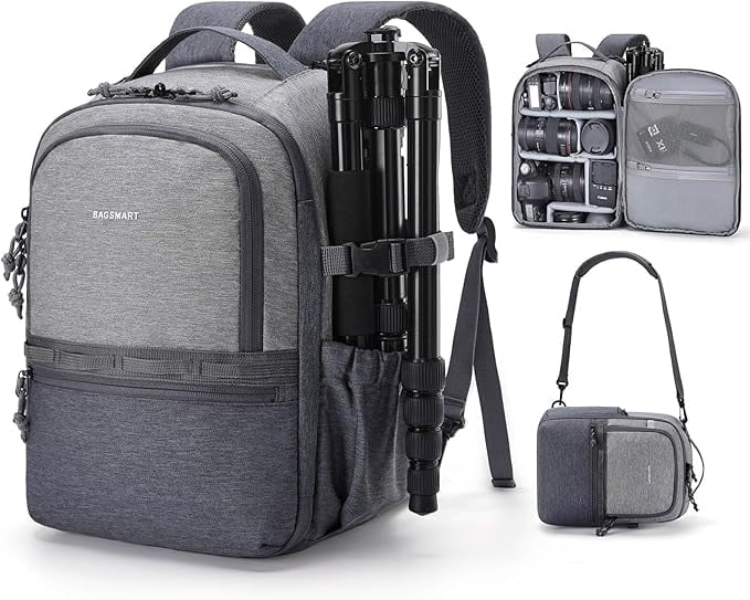 BAGSMART Shockproof Water-resistant Backpack, Sling Camera Backpack for ...
