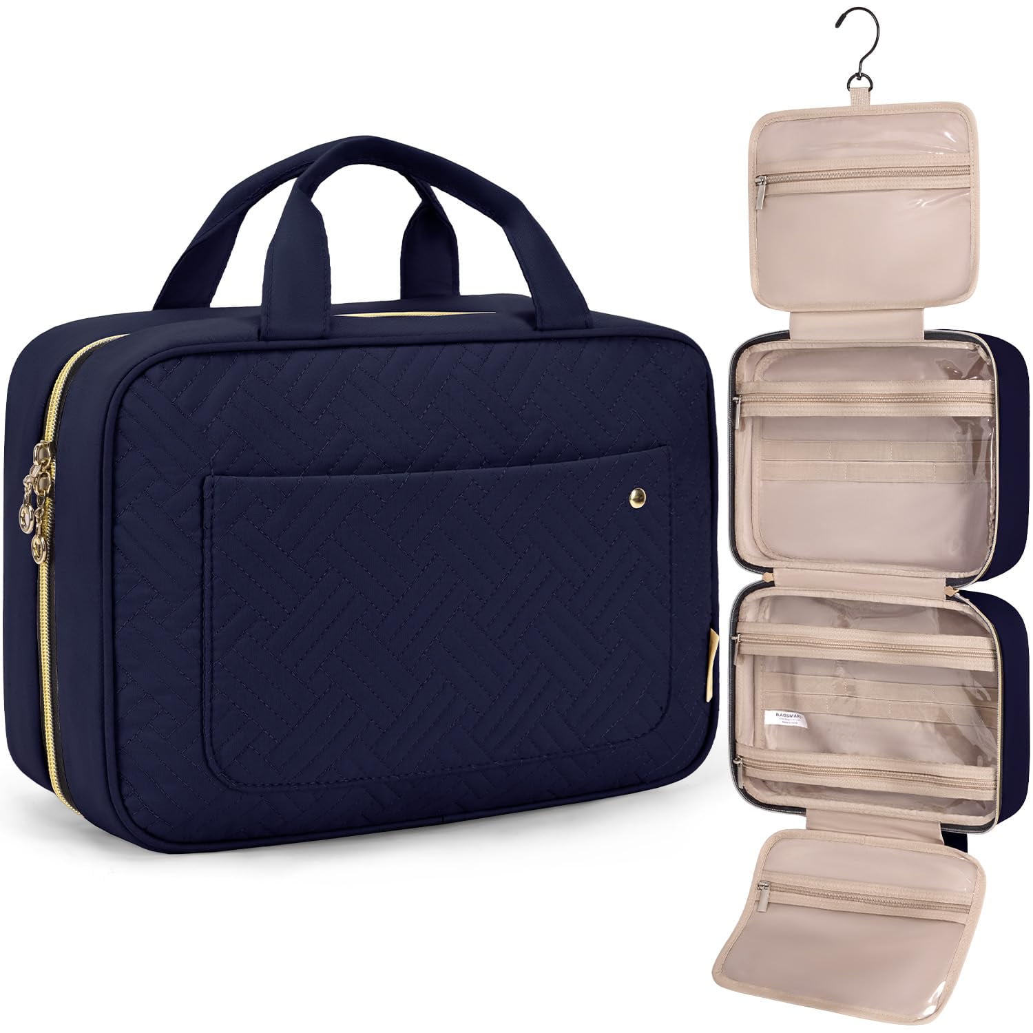 BAGSMART Toiletry Bag Travel Bag with hanging hook, Water-resistant ...