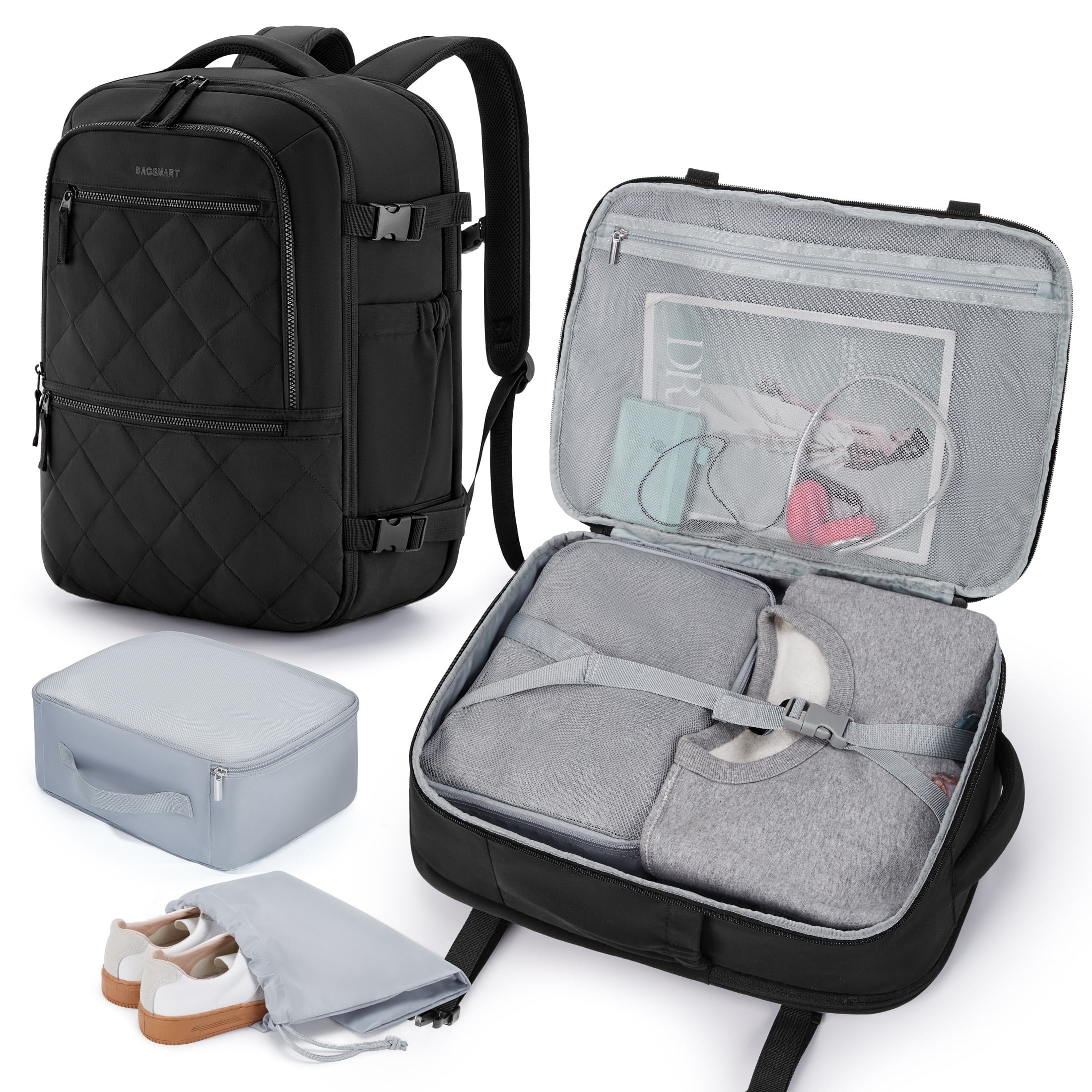 BAGSMART Travel Backpack for Women Men, 30L Carry on Backpack for ...