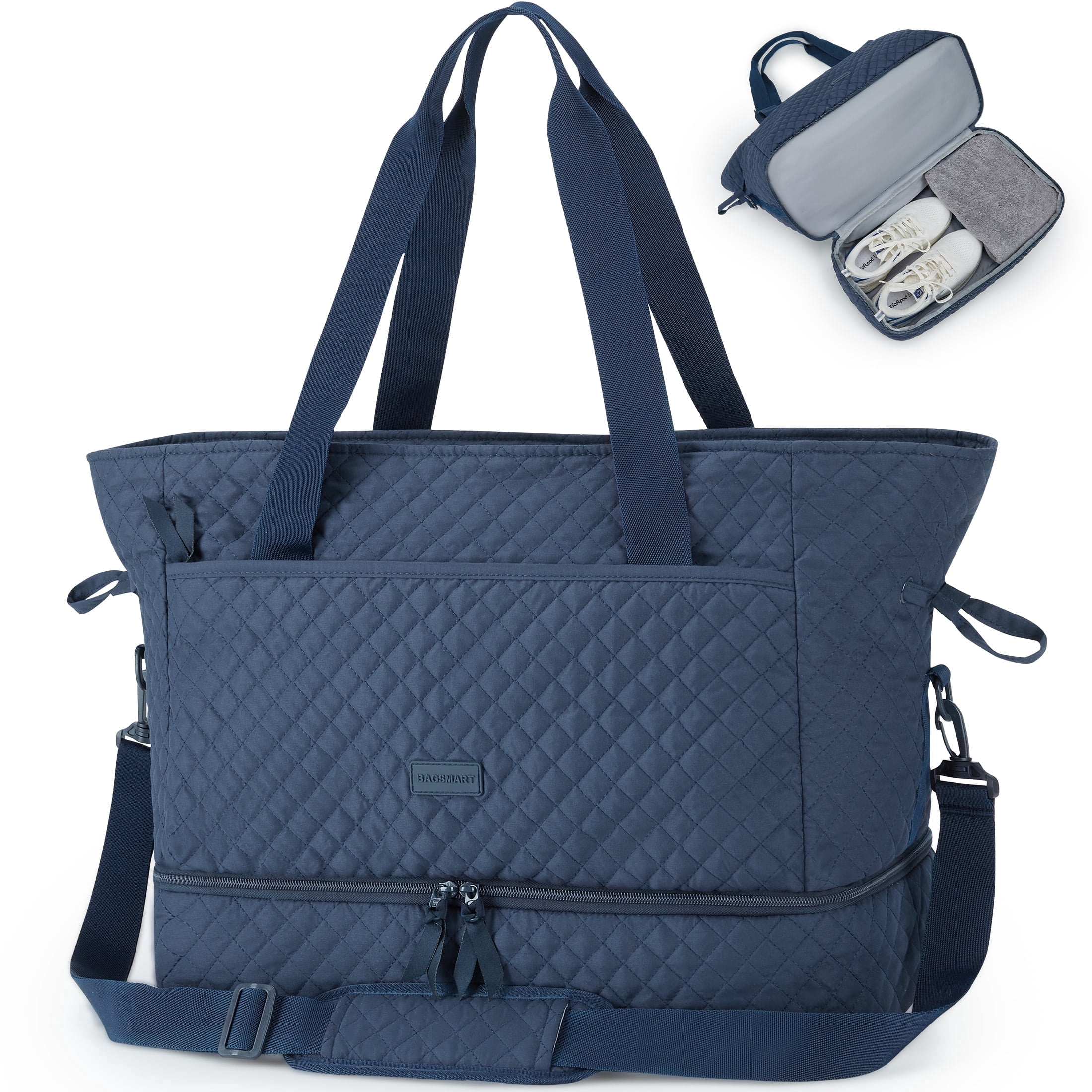 BAGSMART 39L Women's Quilted Duffel Carry On, Weekender with Luggage ...