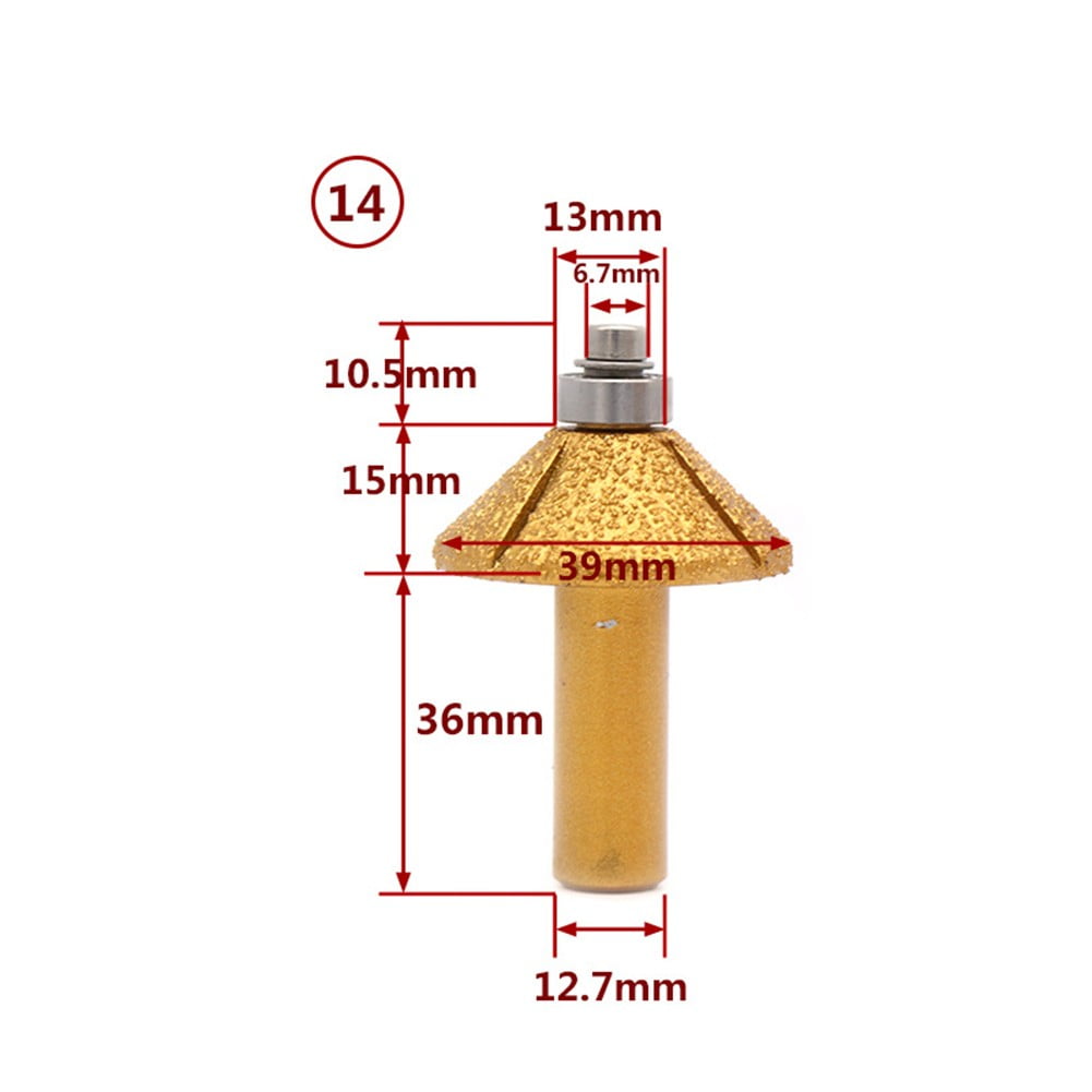 BAGUER 1/2 Inch Shank Vacuum Brazed Diamond Router Bits for Granite ...
