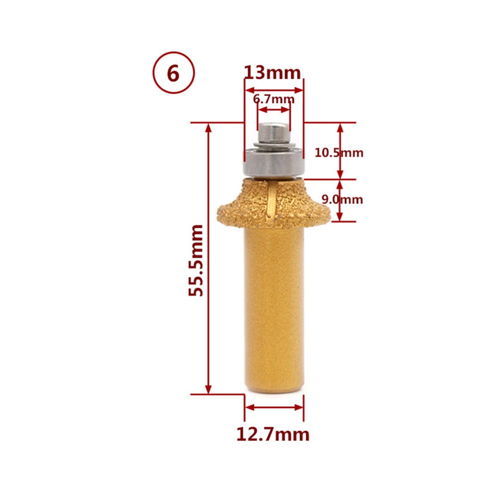 BAGUER 1/2 Inch Shank Vacuum Brazed Diamond Router Bits for Granite ...