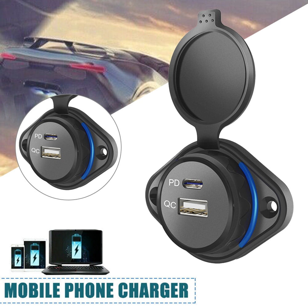 BAGUER 12V Dual USB Car Charger Power Socket Panel Mount Fast Charging ...