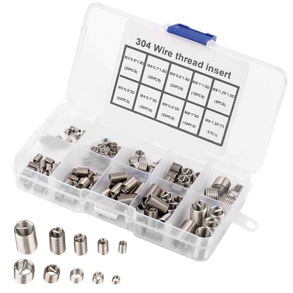BAGUER 150Pcs for M3 to M8 Thread Inserts Steel Sheath Helicoil Type ...