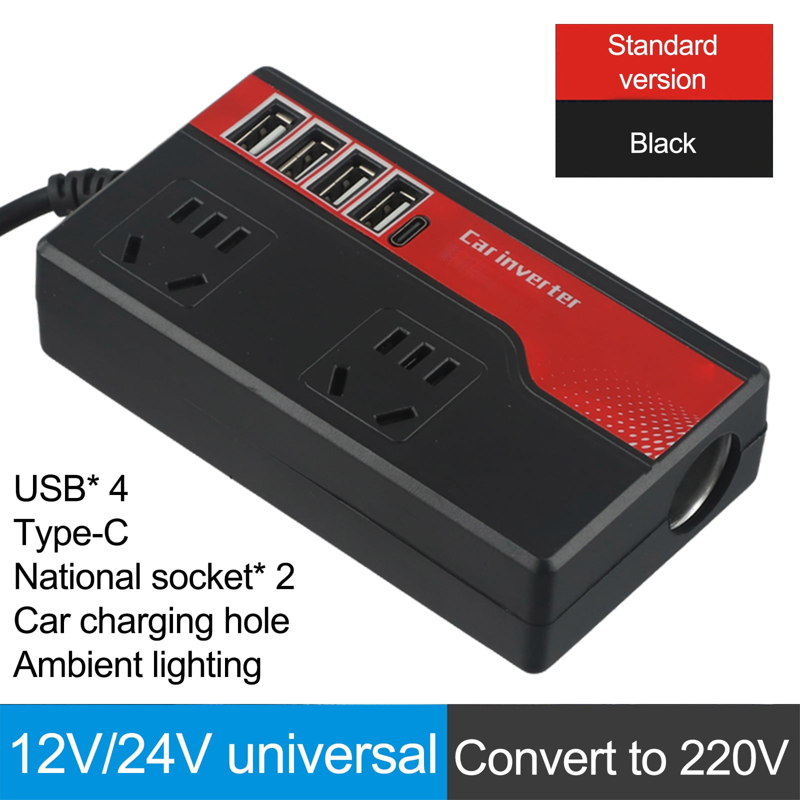 BAGUER 1Pcs 13*7*3.3cm Car Power Inverter Dc12V/24V to Dc220V Auto ...