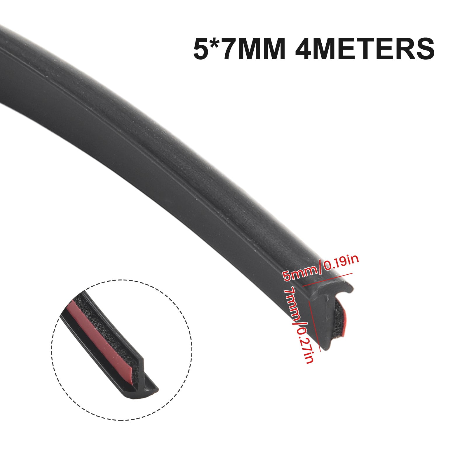 BAGUER 2/4/5M Car Rubber Sealing Strip T-Shape Auto Seal Edge ...