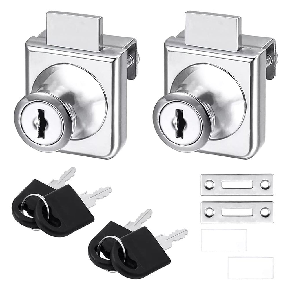 BAGUER 2 Pcs Glass Cabinet Lock Sliding Glass Door Locks Display ...