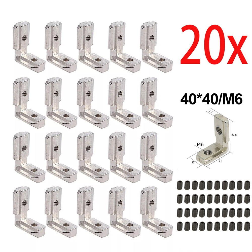 BAGUER 20Pcs T Slot Corner Brackets with 40Pcs Screws for Aluminum ...