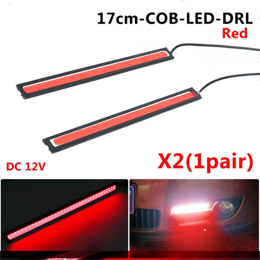 BAGUER 2Pcs 17cm Cob Led Light Strip Red Waterproof Car 12V Drl Fog ...