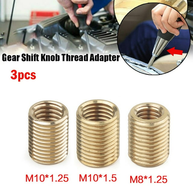 BAGUER 3pcs Gear Shift Knob Head Thread Adapter Nuts Insert Set (M10x1.5&M10*1.25&M8*1.25 ...