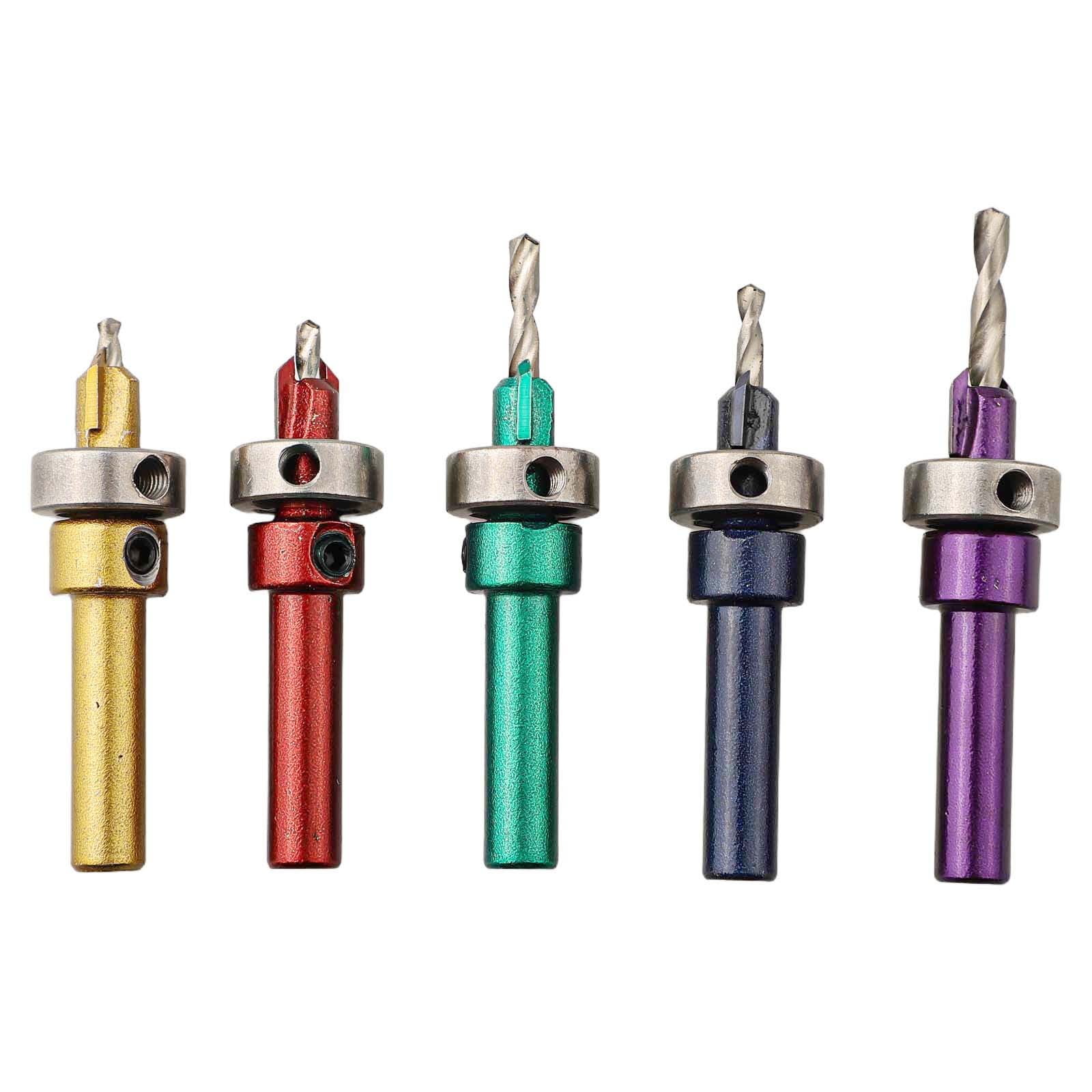 BAGUER 5Pcs Adjustable Countersink Drill Bits Set Round Shank ...