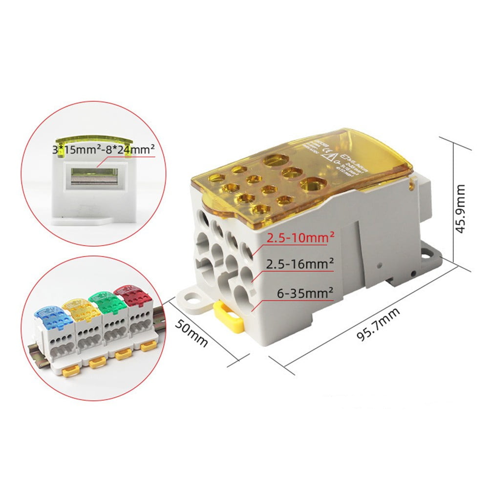 BAGUER 80A ~ 500A Power Junction Box Distribution Terminal Block Connector Din Rail 500A ...