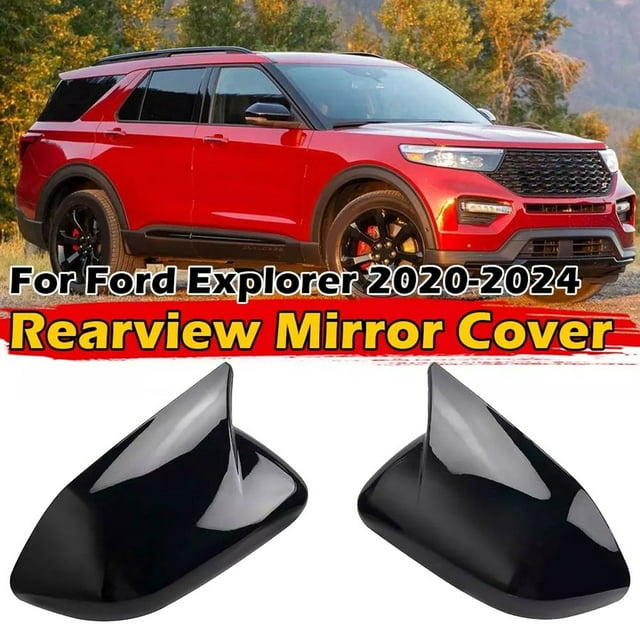 BAGUER Carbon fiber Black Horn Rearview Mirror Cover Cap ford Explorer ...