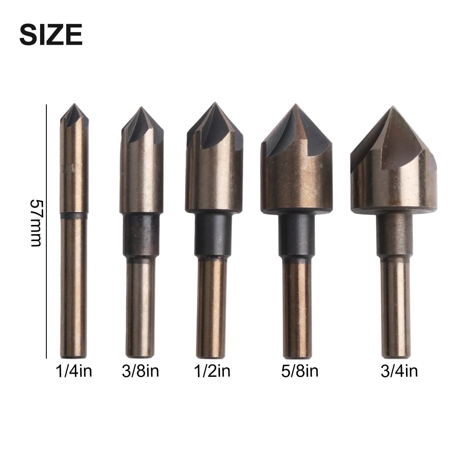 BAGUER Countersink Drill Bit 5Flute Chamfering Cutter Drill Wood Metal ...