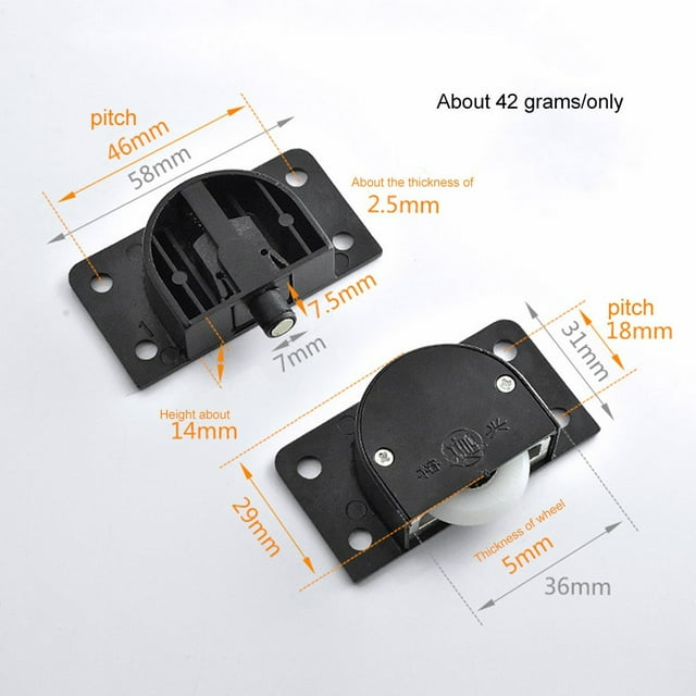 BAGUER Wardrobe Sliding Door Pulley Wheel Runner Closet Wardrobe Moving ...