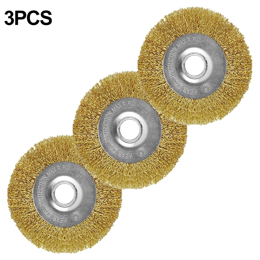 BAGUER Wire Brushes Drills, 3Pcs Brass Coated Wire Brush Wheel,100mm ...