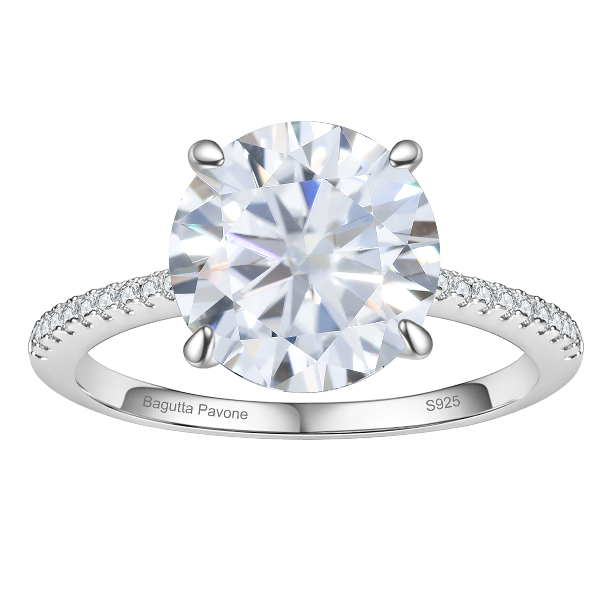 BAGUTTA PAVONE 2CT CZ Round Cut Engagement Rings for Women,Women’s 925 Sterling Silver Solitaire ...