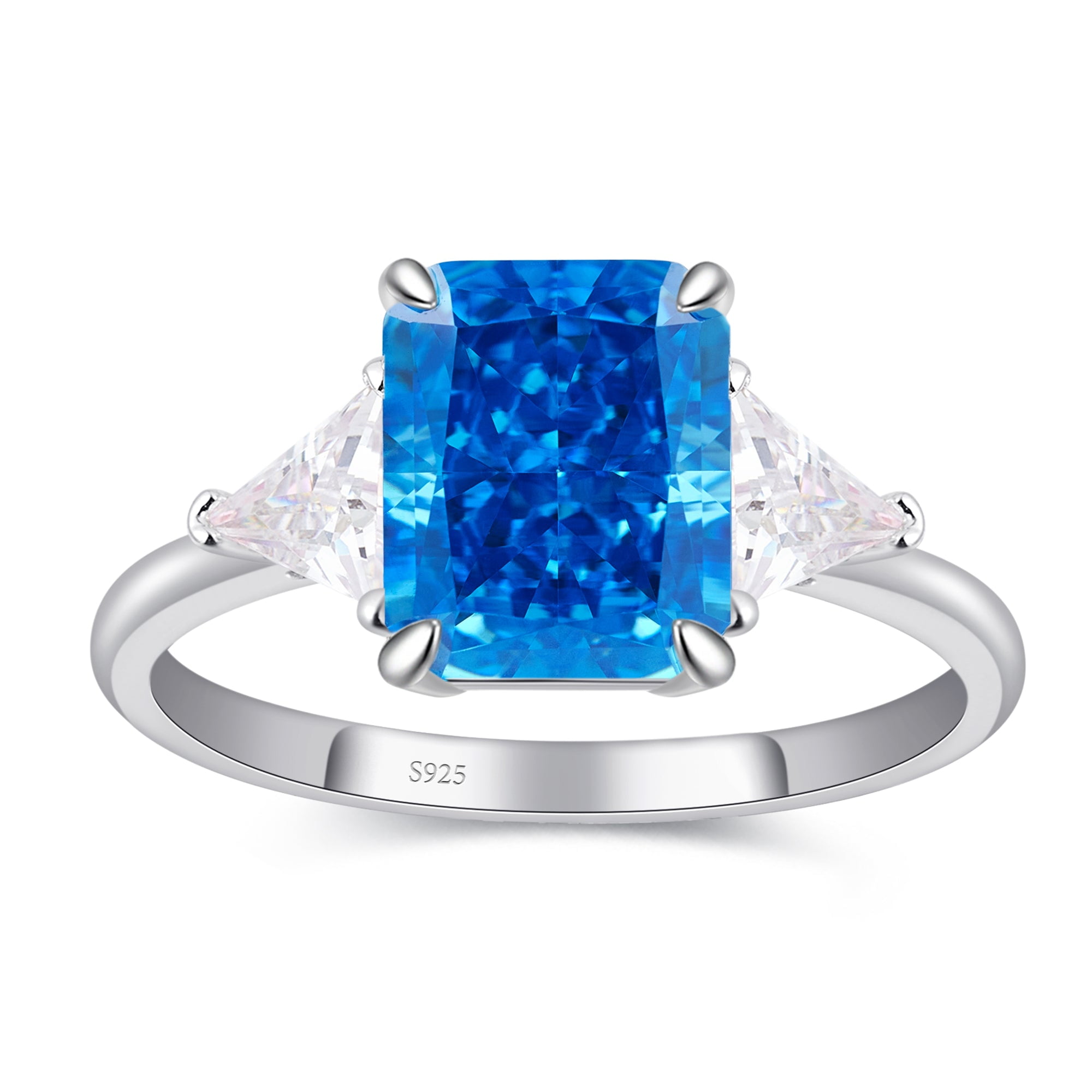 BAGUTTA PAVONE 4CT Radiant Cut Blue CZ Engagement Rings for Women ...