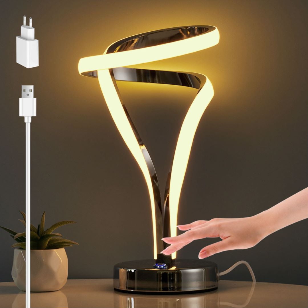 BAGZY Desk Lamp Warm White 3000K USB Bedside Lamp Modern Lamp Touch ...