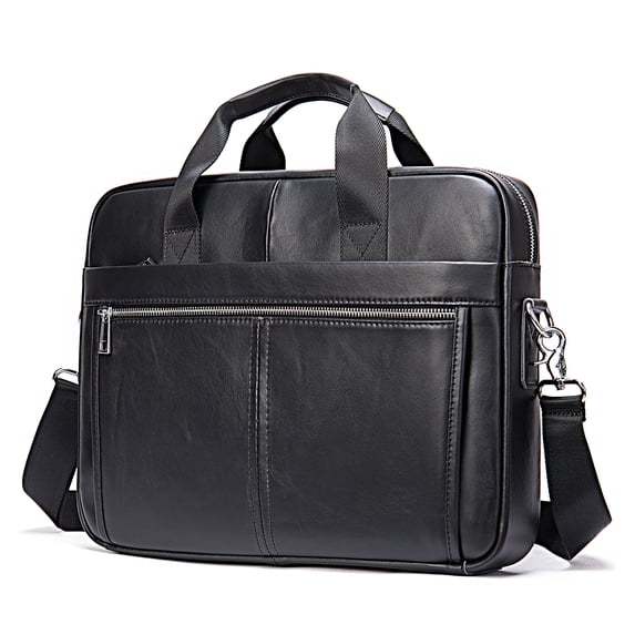 BAGZY 15.6 inches Genuine Leather Laptop Briefcase with Large Padded ...