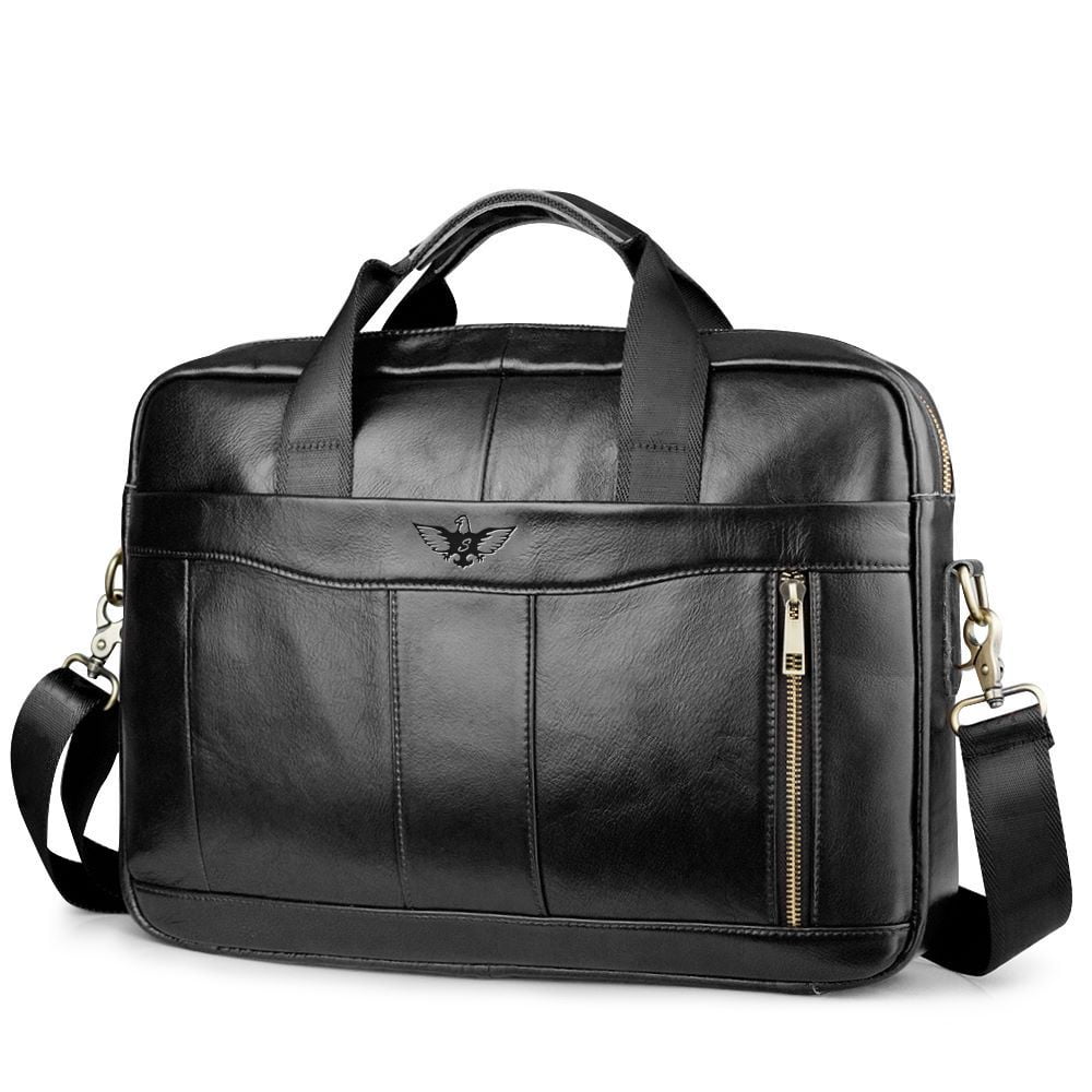BAGZY Laptop Briefcase 15.6 inches Mens Genuine Leather Shoulder Bag ...