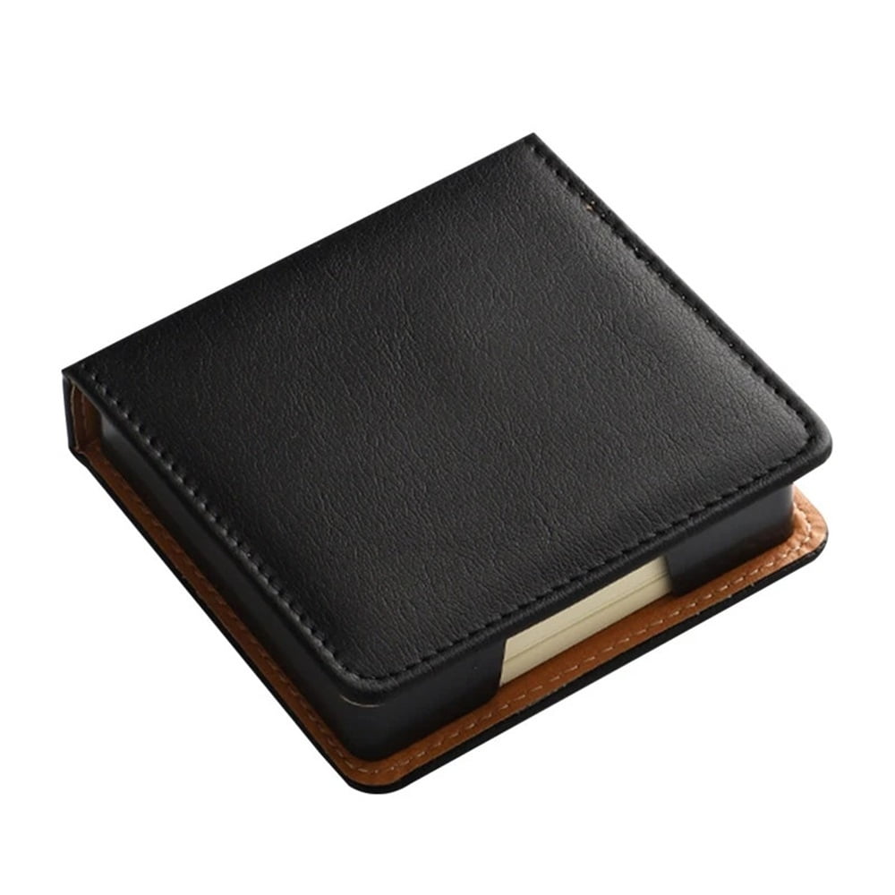 BAI Sticky Note Box with Notepads Leather Memo Pad Dispenser Desktop ...
