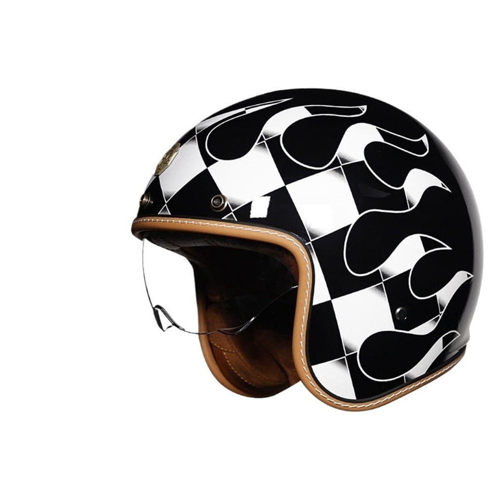 BAIANNAN Approved Retro Open Face Motorcycle Helmets 3/4 Half Helmet ...