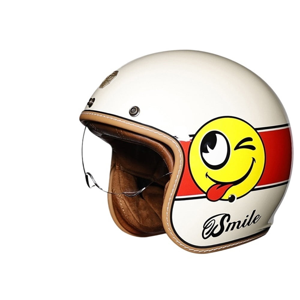 BAIANNAN Approved Retro Open Face Motorcycle Helmets 3/4 Half Helmet ...