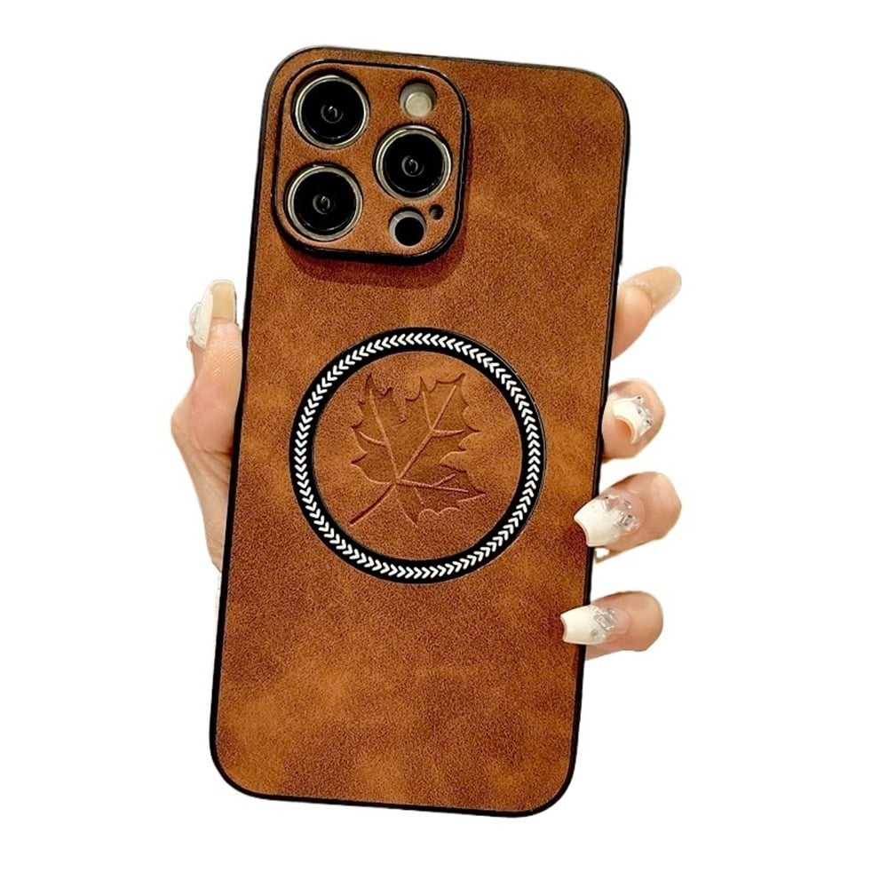 BAIANNAN Retro Leather Maple Leaf Case For iPhone 16 15 14 13 12 11 Pro ...