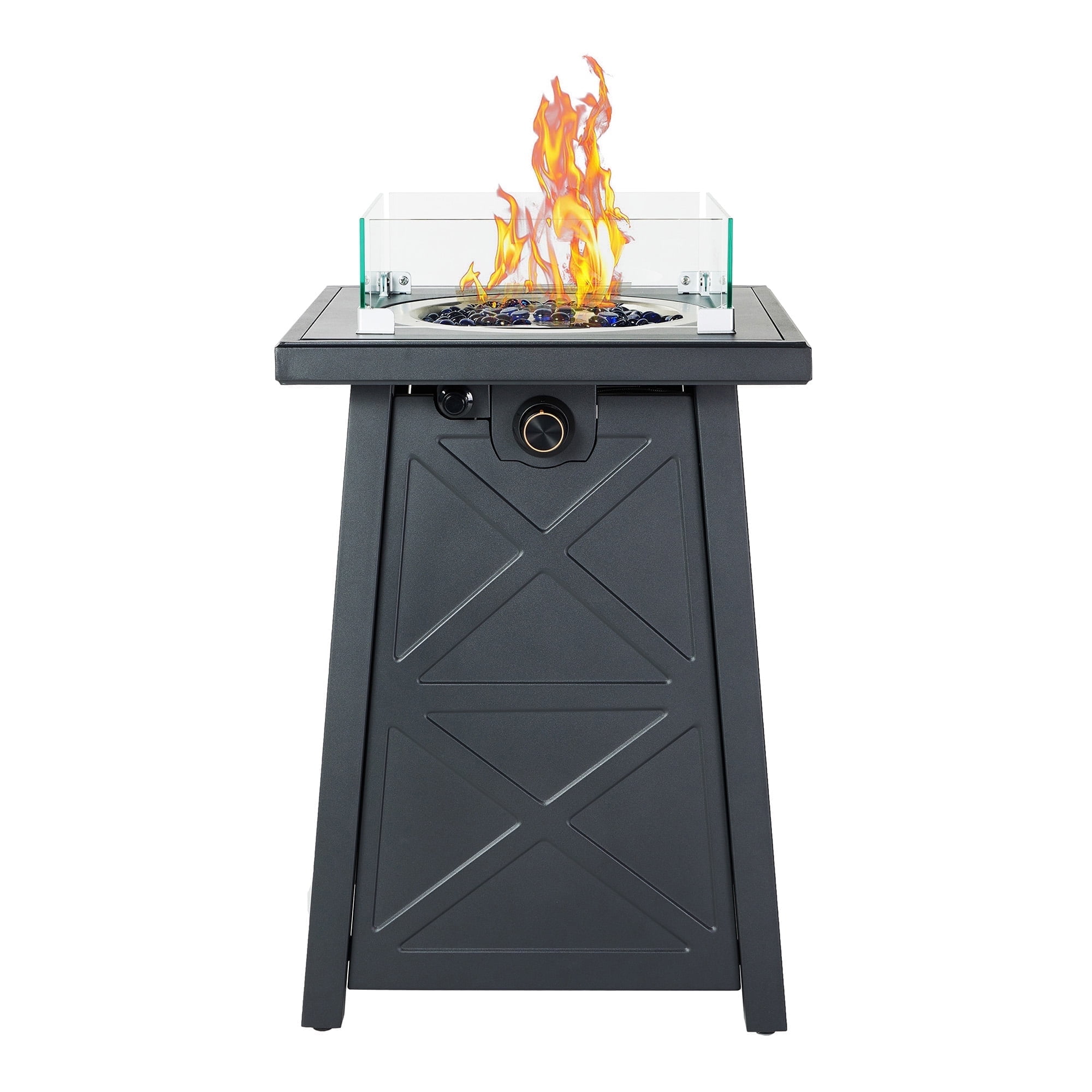 19.5-inch Steel Fire Table, 40,000 BTU Propane Gas Fire Pit, Modern ...