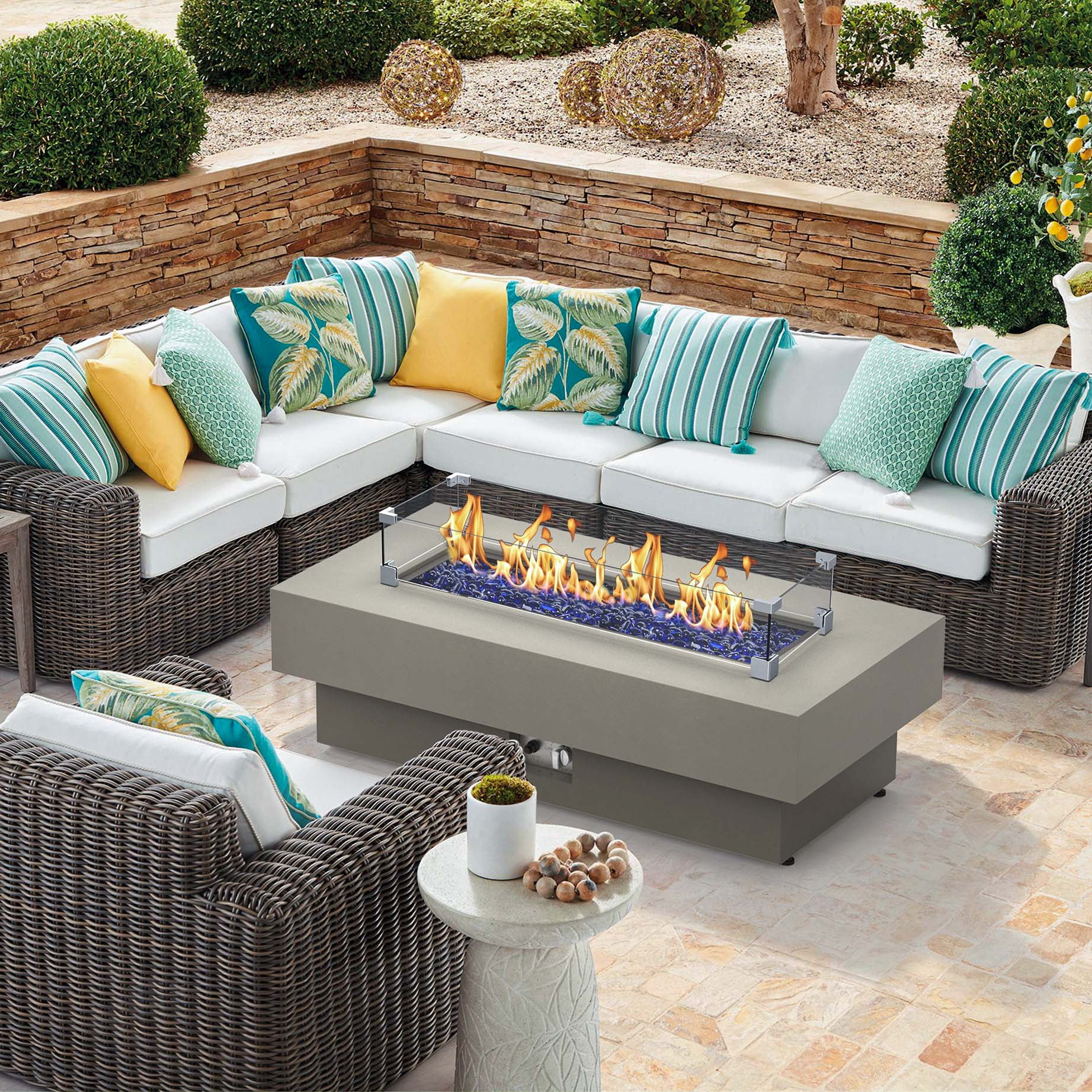 BAIDE HOME 48'' Low Profile Fire Table, 50,000 BTU Modern Propane Gas ...