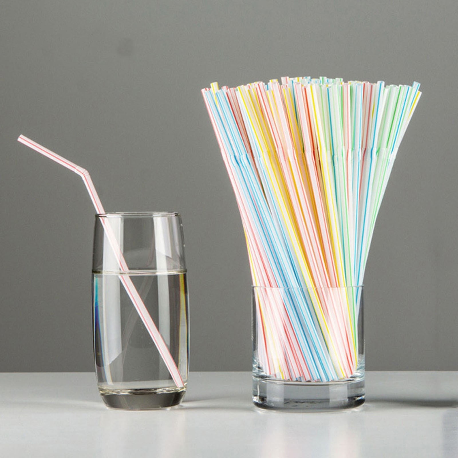 BAILANku 100PCS Colorful Flexible Plastic Drinking Straws, Flexible ...
