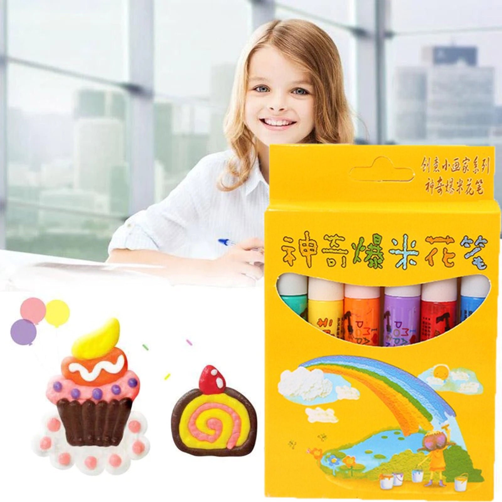BAILANku DIY Bubble Popcorn Drawing Pens, 6PCS Magic Puffy Pens, Magic ...