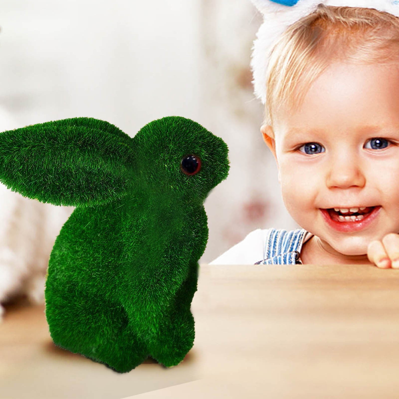 BAILANku Easter Fuzzy Flocked Bunny, Easter Bunny Figurine, Easter ...