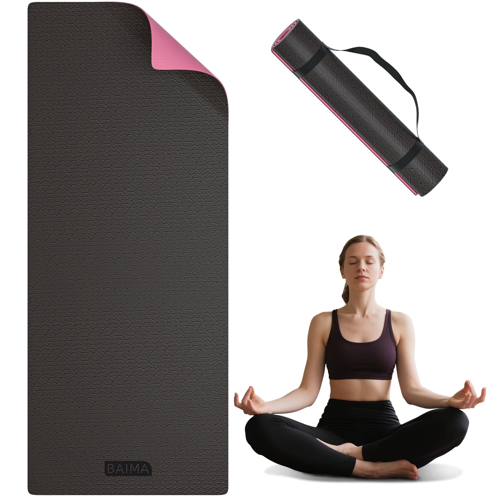 BAIMA TPE Yoga Mat - Tear-Resistant, Lightweight, Non-Slip Double-Sided ...