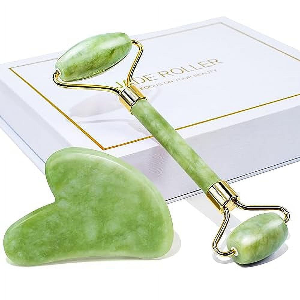 BAIMEI Jade Roller & Gua Sha Set Face Roller and Gua Sha Facial Tools ...
