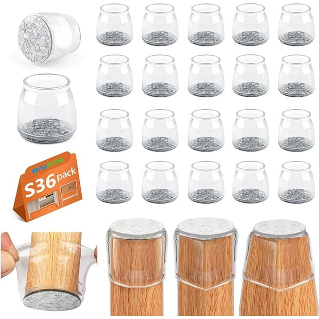 BAIPOK 36Pcs Round Chair Leg Floor Protectors with Felt Bottom ...