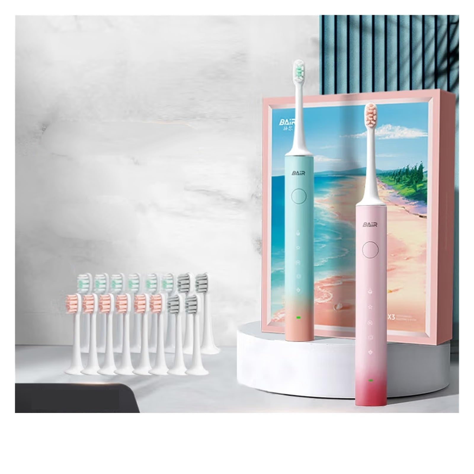BAIR X3 Electric Toothbrush Adult Rechargeable Smart Sonic Couple Set ...