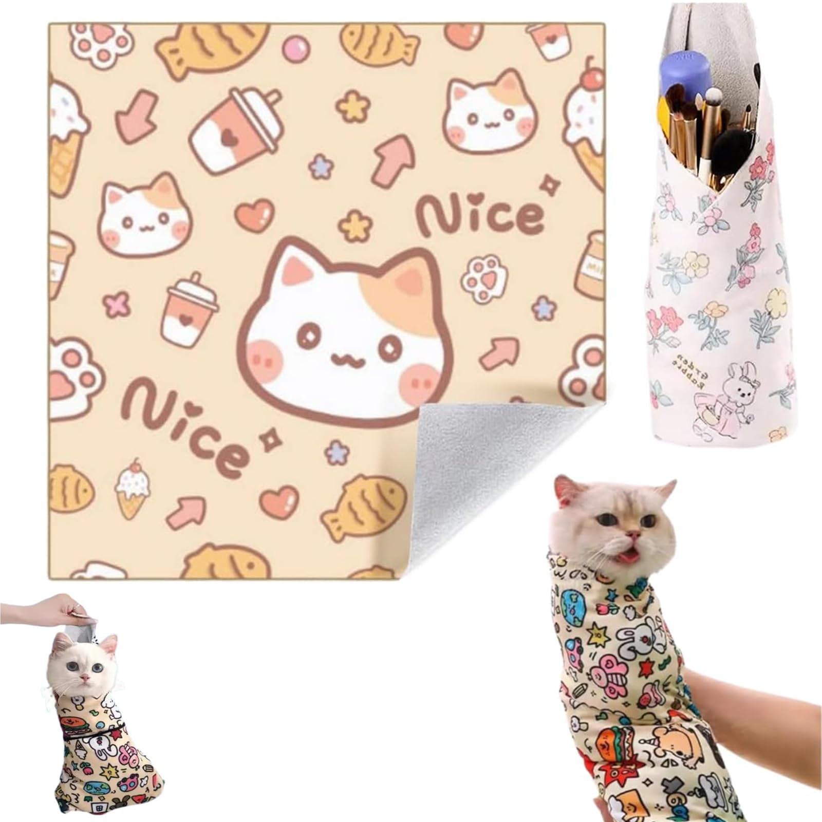 BAIURE Cat Wrap for Cutting Nails,Cat Restraint for Clipping,21.5 Inch ...