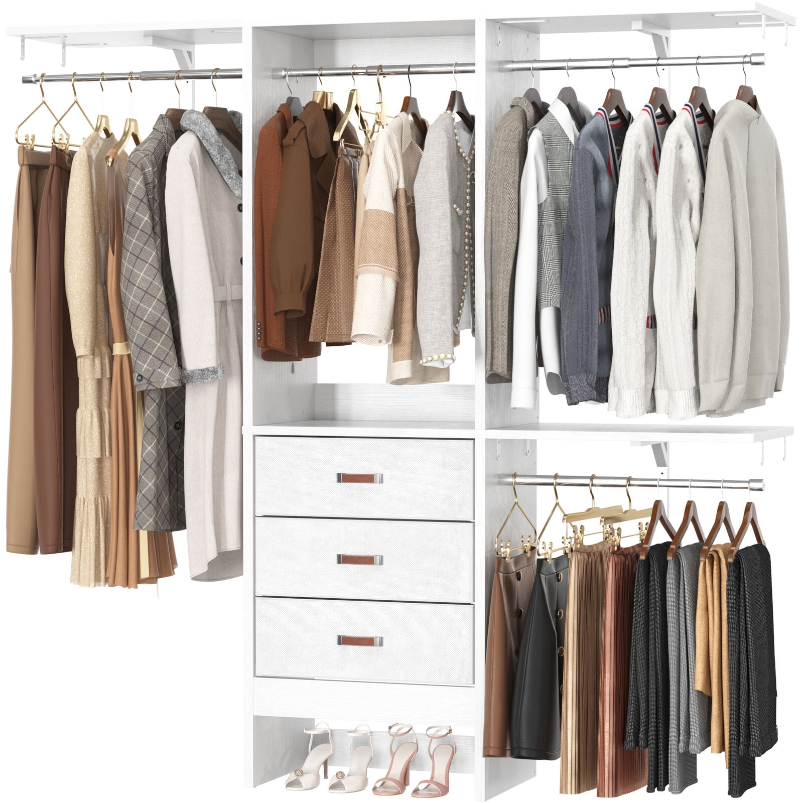 BAIVAKON 96" Closet System, Closet Organizer System with 3 Adjustable ...