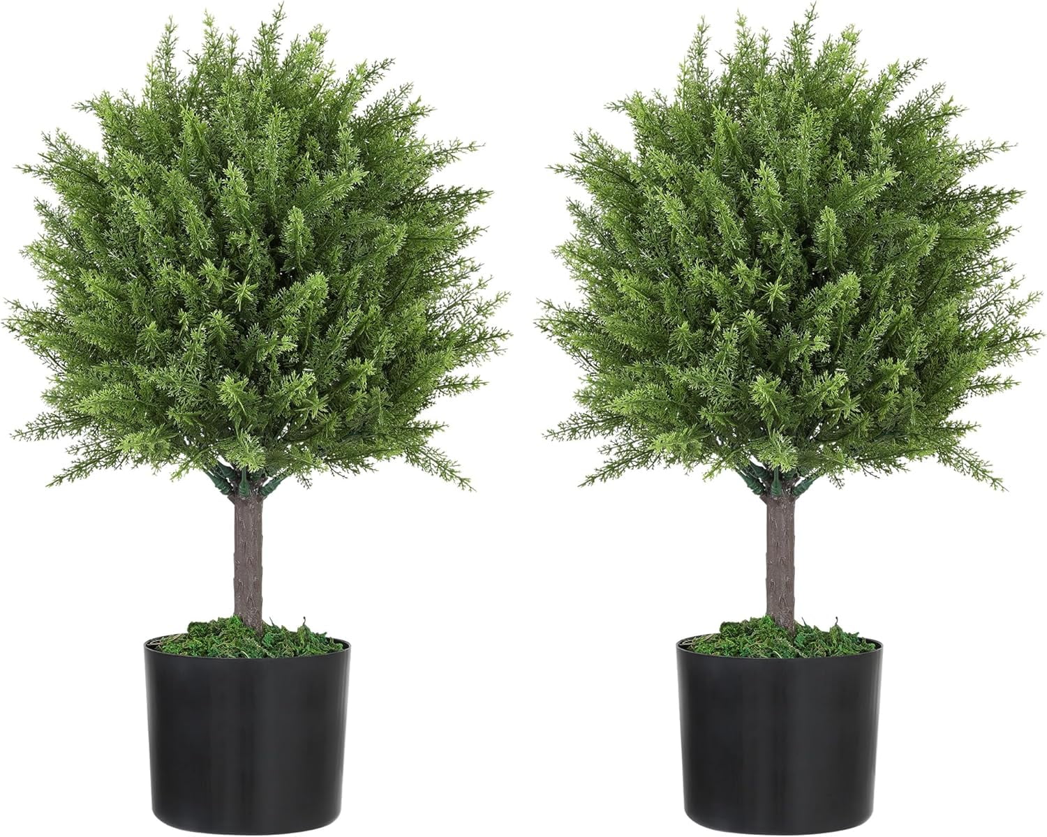 BAIVAKON Artificial Plants Set of 2 Decorative Cedar Topiary Trees in ...