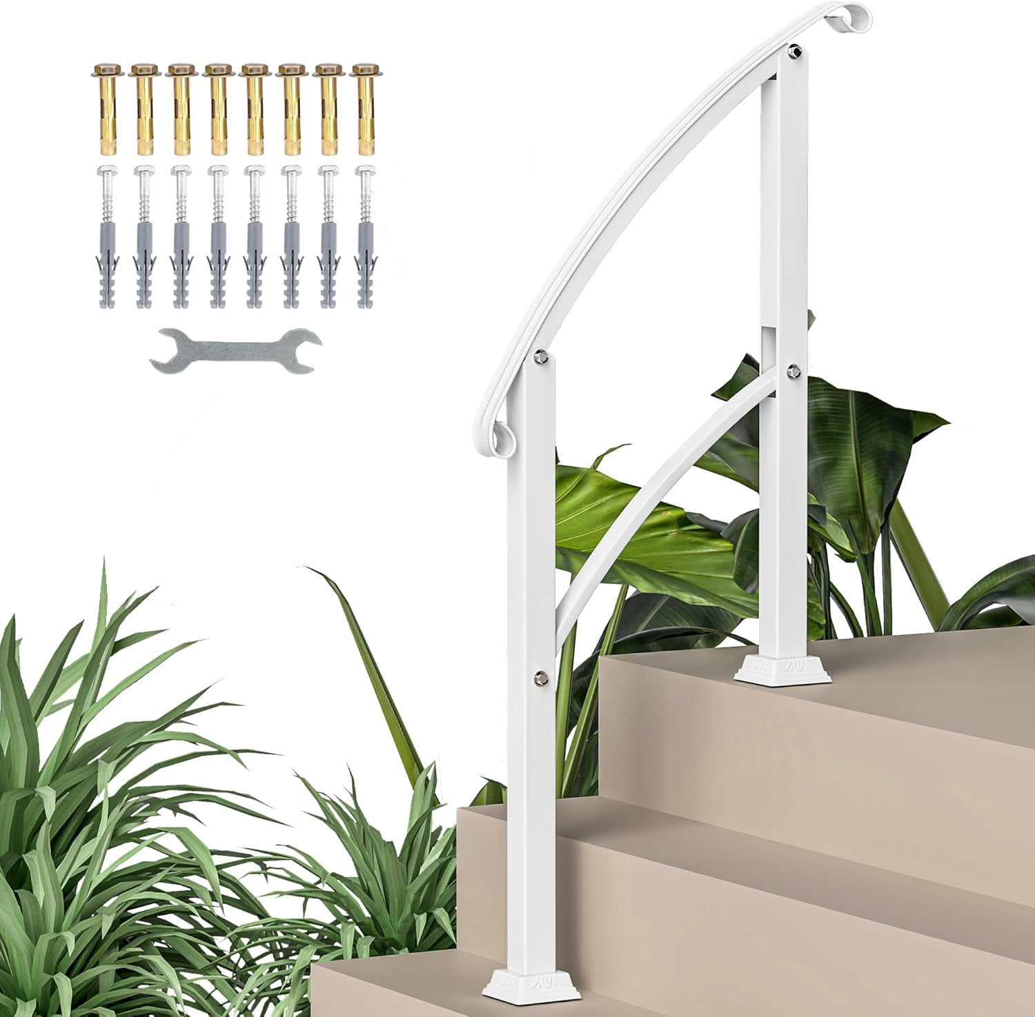 BAIVAKON Hand Rails for Outdoor Steps, 1-3 Step Outdoor Stair Railing ...